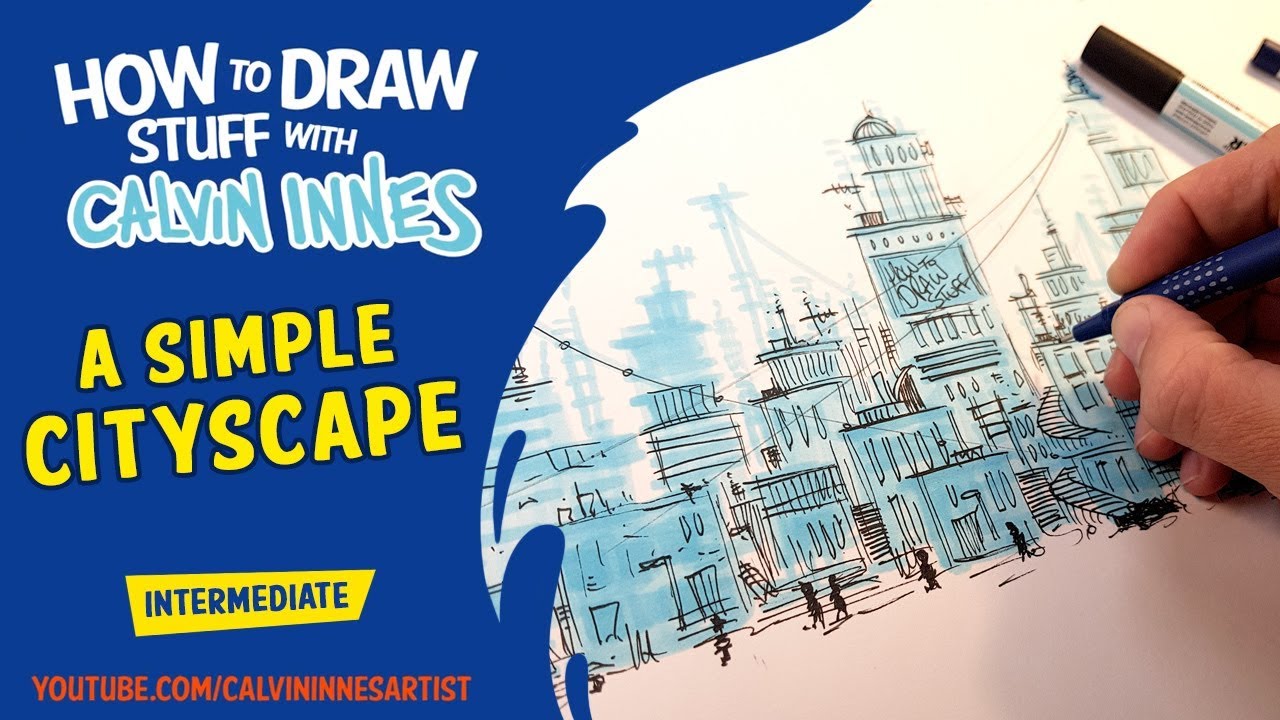 How To Draw: A Simple City Scape - YouTube