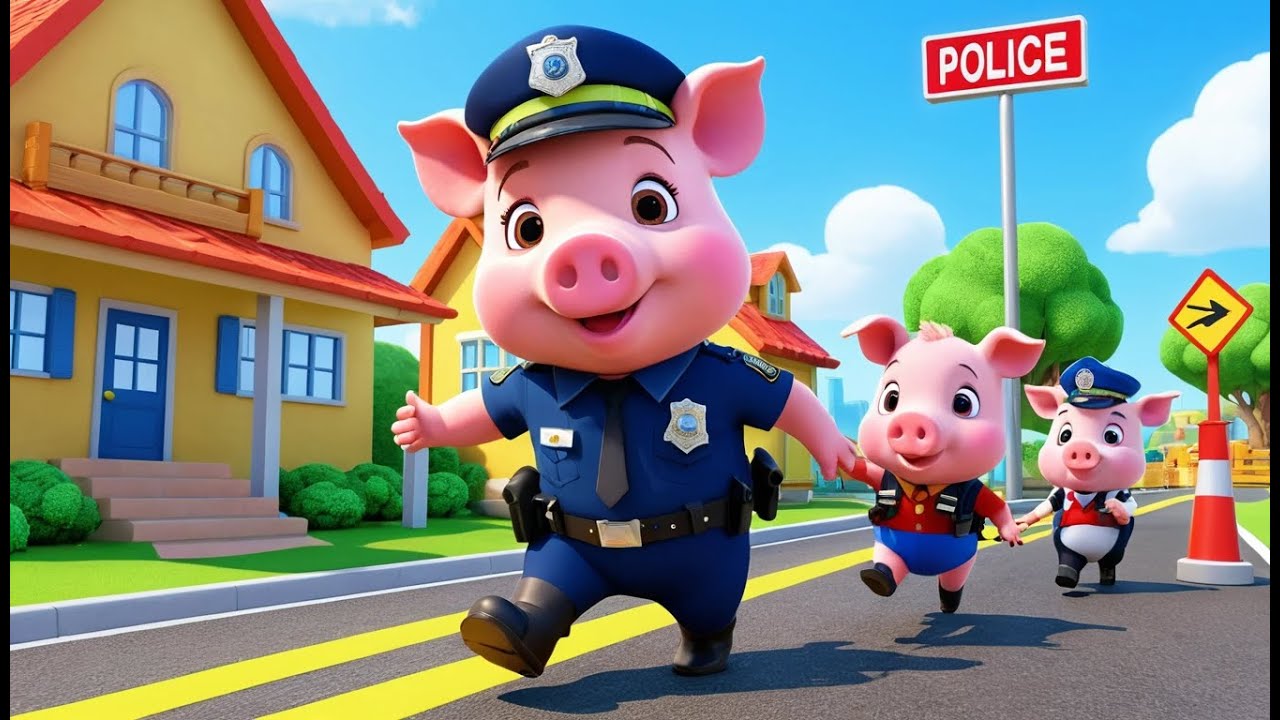 Police Pig Guards Crossing 🐷🚸 | 3D Animated Nursery Rhyme for Kids ...