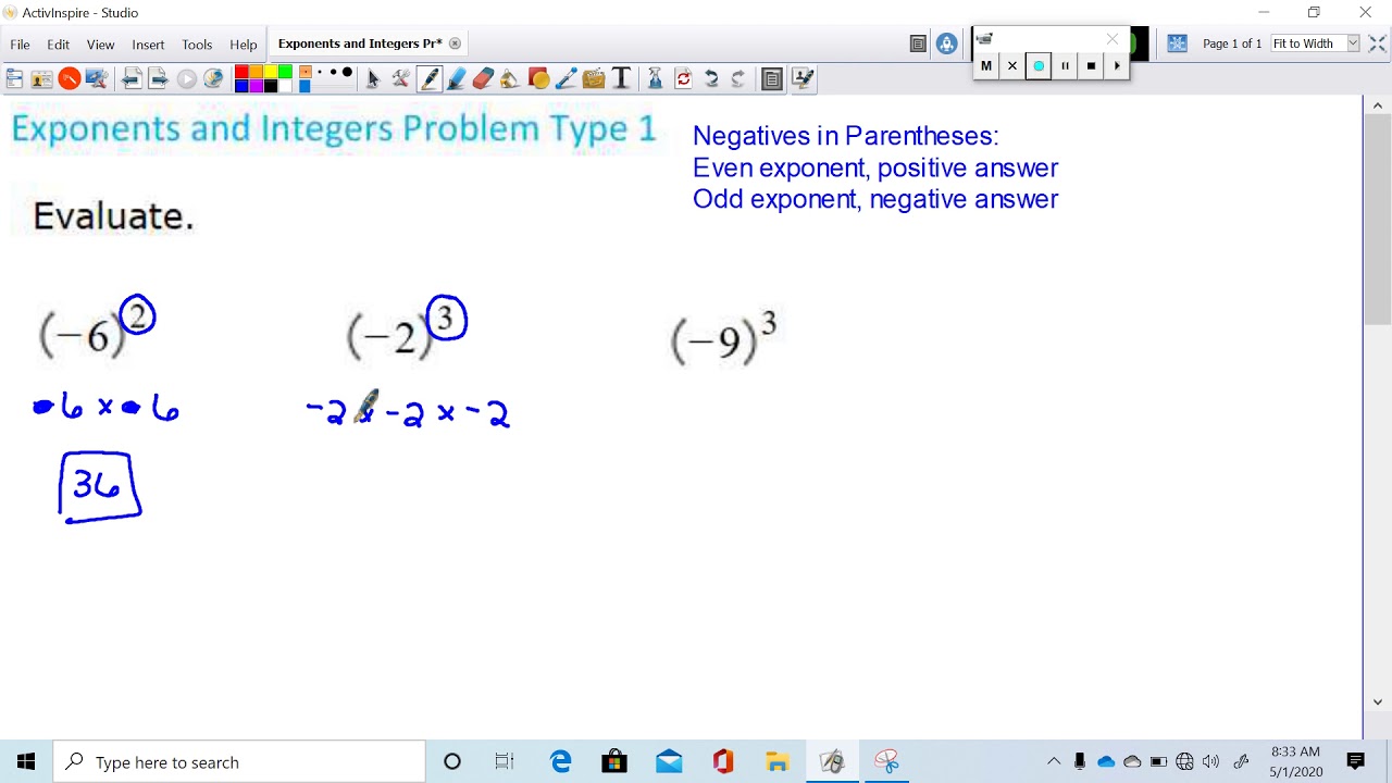 Exponents and Integers Problem Type 1 - YouTube