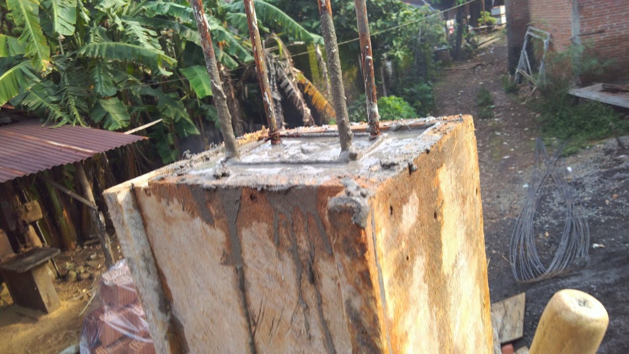 proses membuat tiang cor dak-teras rumah - YouTube