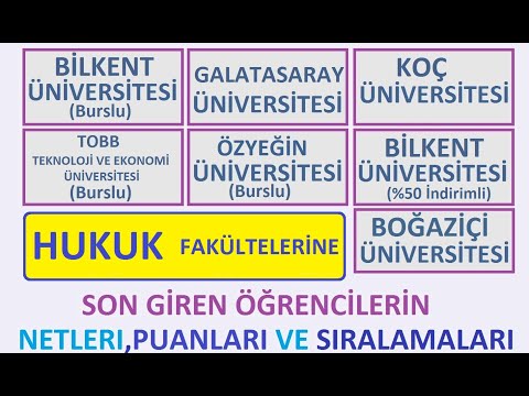 Hukuk Fakültesi Sıralaması - Son Giren öğrencilerin Profili- Koç-Bilkent--Galatasaray-TOBB-Özyeğin..