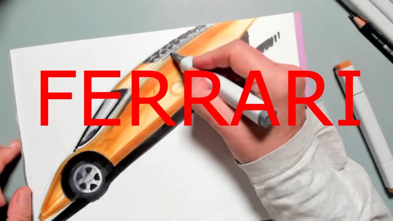 How to Draw Cars Ferrari Illustration COPIC Markers - Luciano Bove ...