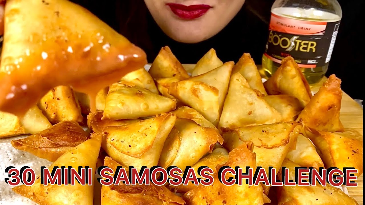ASMR 30 MINI SAMOSAS EATING CHALLENGE| REAL MUKBANG | UK EATING ASMR ...