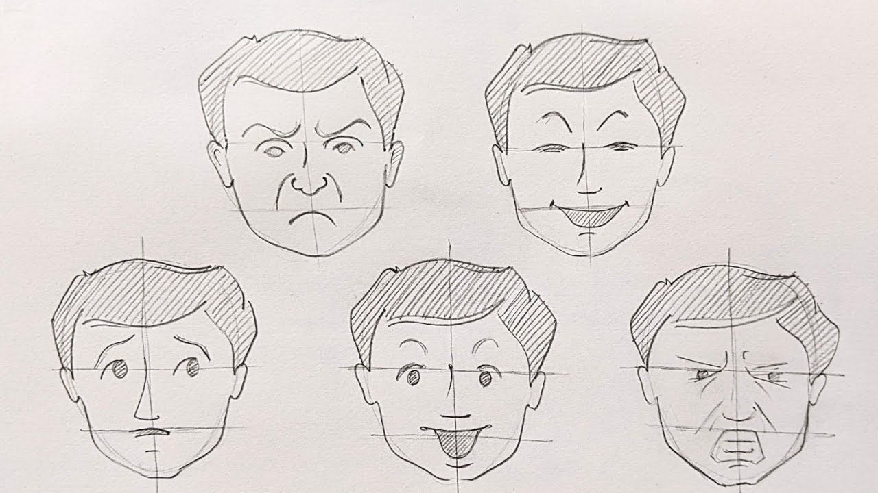 Human facial expression drawing - YouTube