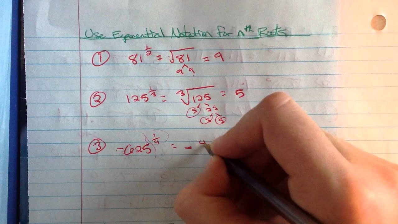 Use Exponential Notation for nth Roots - YouTube