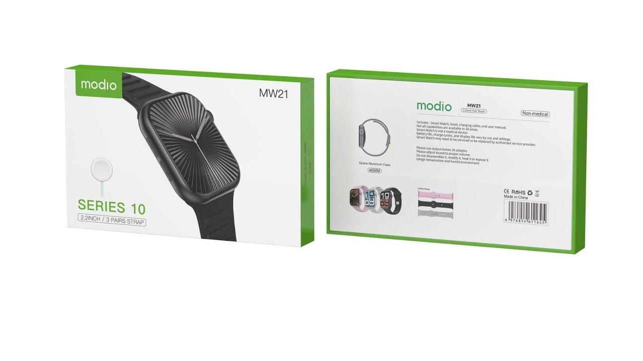 MODIO MW21 SMART WATCH 2.2INCH SERIES'10 WITH THREE 3 STRAPS BAND ...