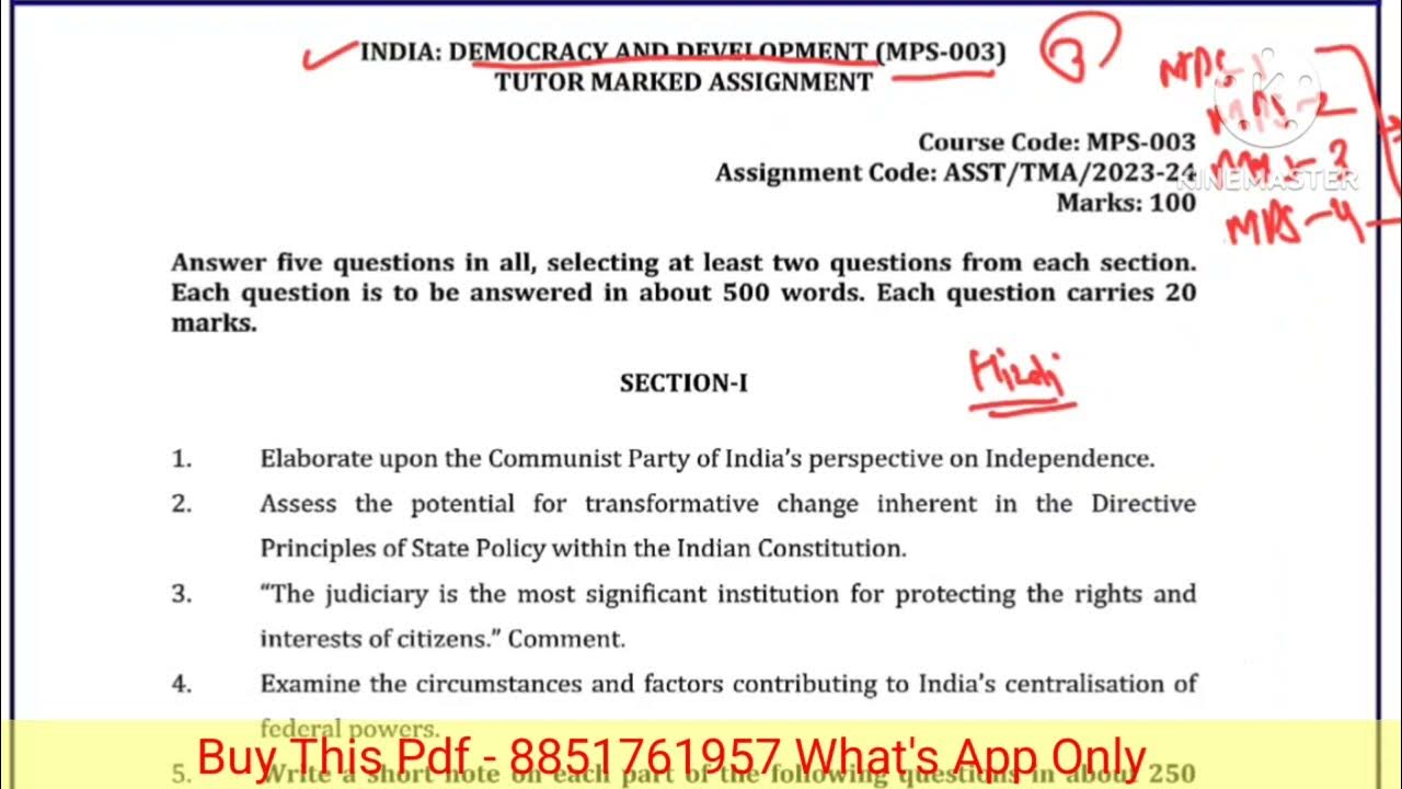 MPS 003 Solved Assignment 2023-24 | MPS 03 Solved Assignment 2023-24 In English | MPS 3 ...