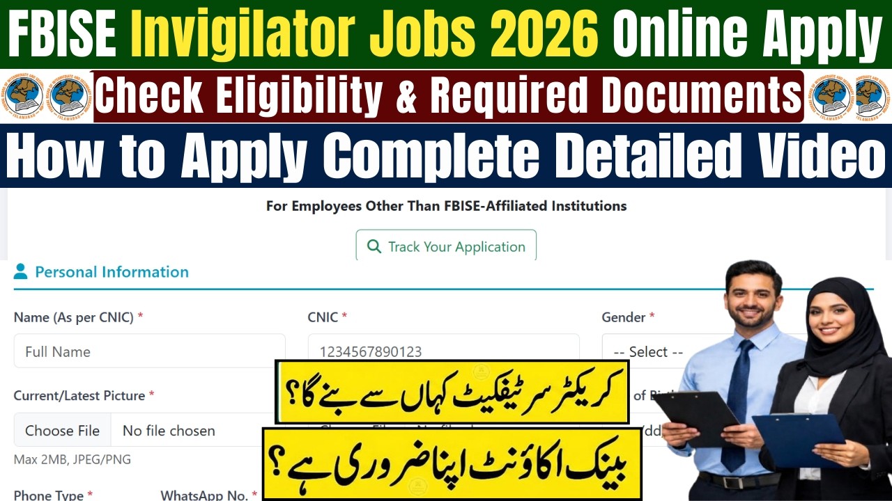 FBISE Invigilator Jobs 2026 | Character Certificate & Bank Account ...
