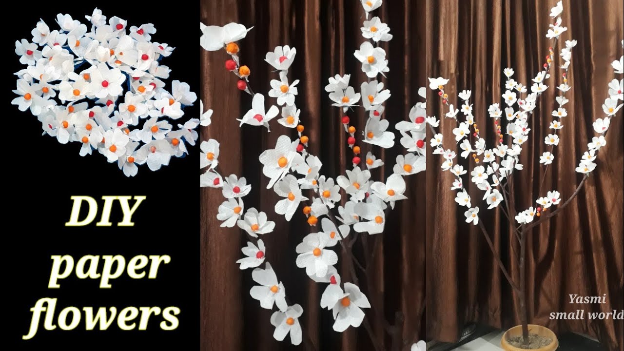 How to make Paper flowers tree ||home decor ideas with less price ...