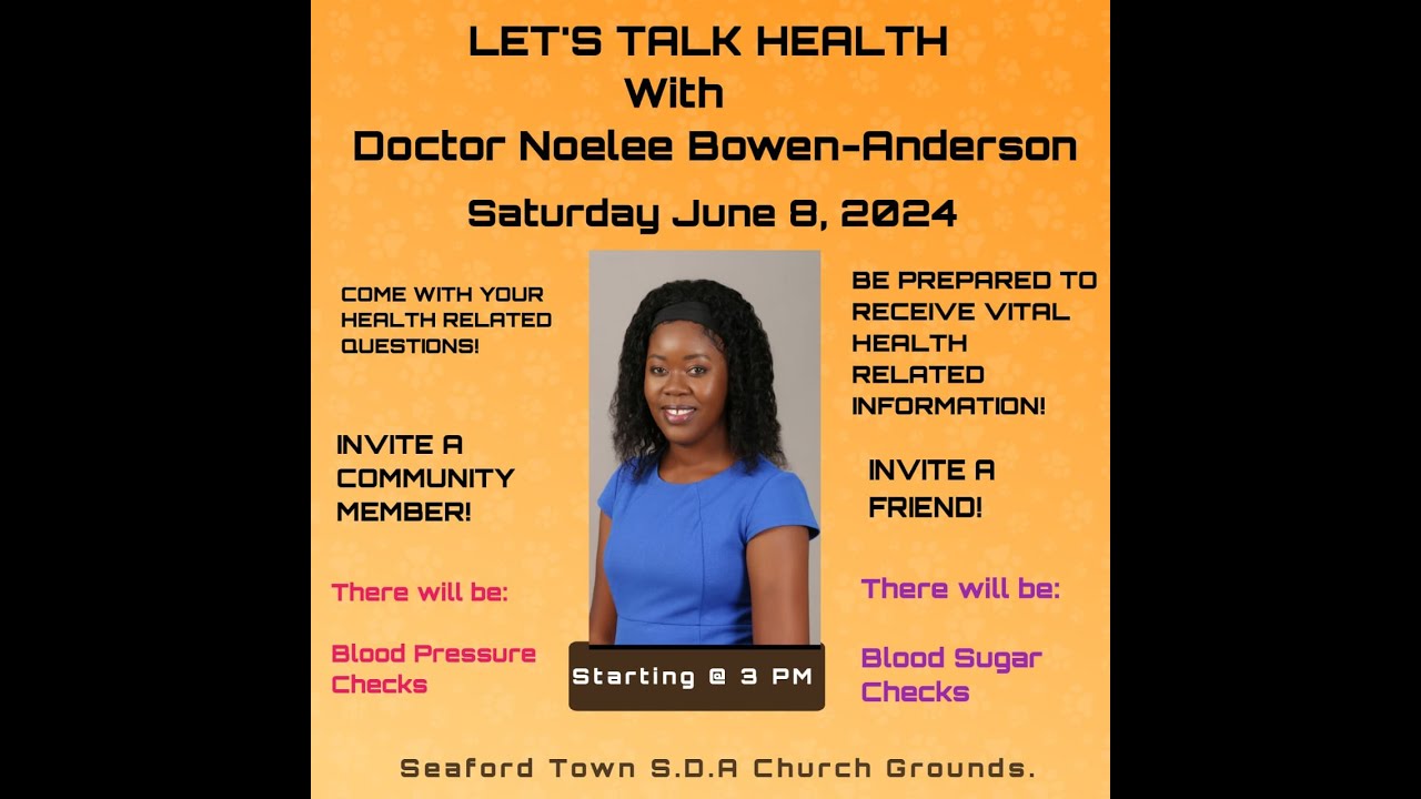 SDAC|| Lets talk health || Seaford Town || Sabbath June 8, 2024 - YouTube