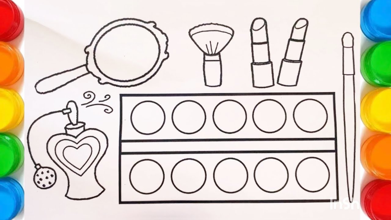 Makeup Kit Drawing and Coloring For Kids and Toddlers|Cute Makeup Kit ...