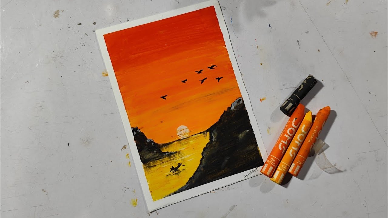 How to make sunrise painting / sunset background / Step by step ...
