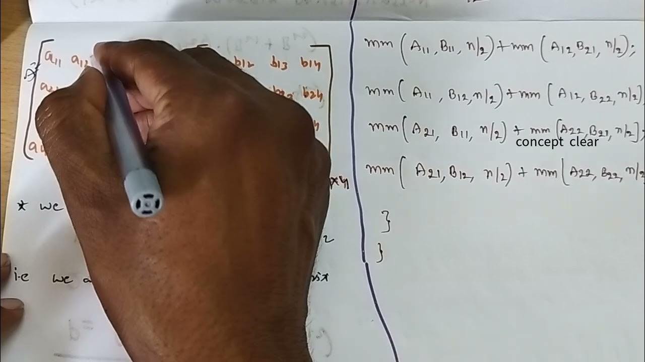 Strassen's Matrix Multiplication - Concept, Algorithm Lec-8 | DAA | Divide and Conquer #jntuh # ...