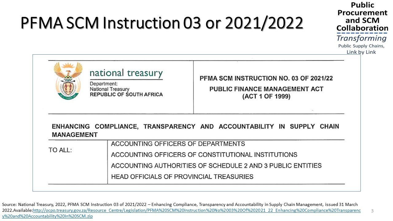 Contentious PFMA Instruction 03 - Compliance and Transparency in SCM ...