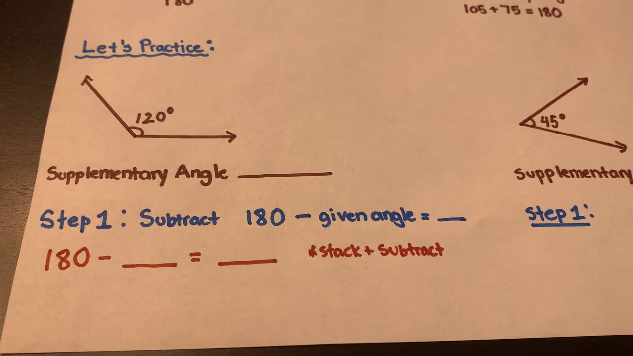 Supplementary Angles Introduction Lesson - YouTube