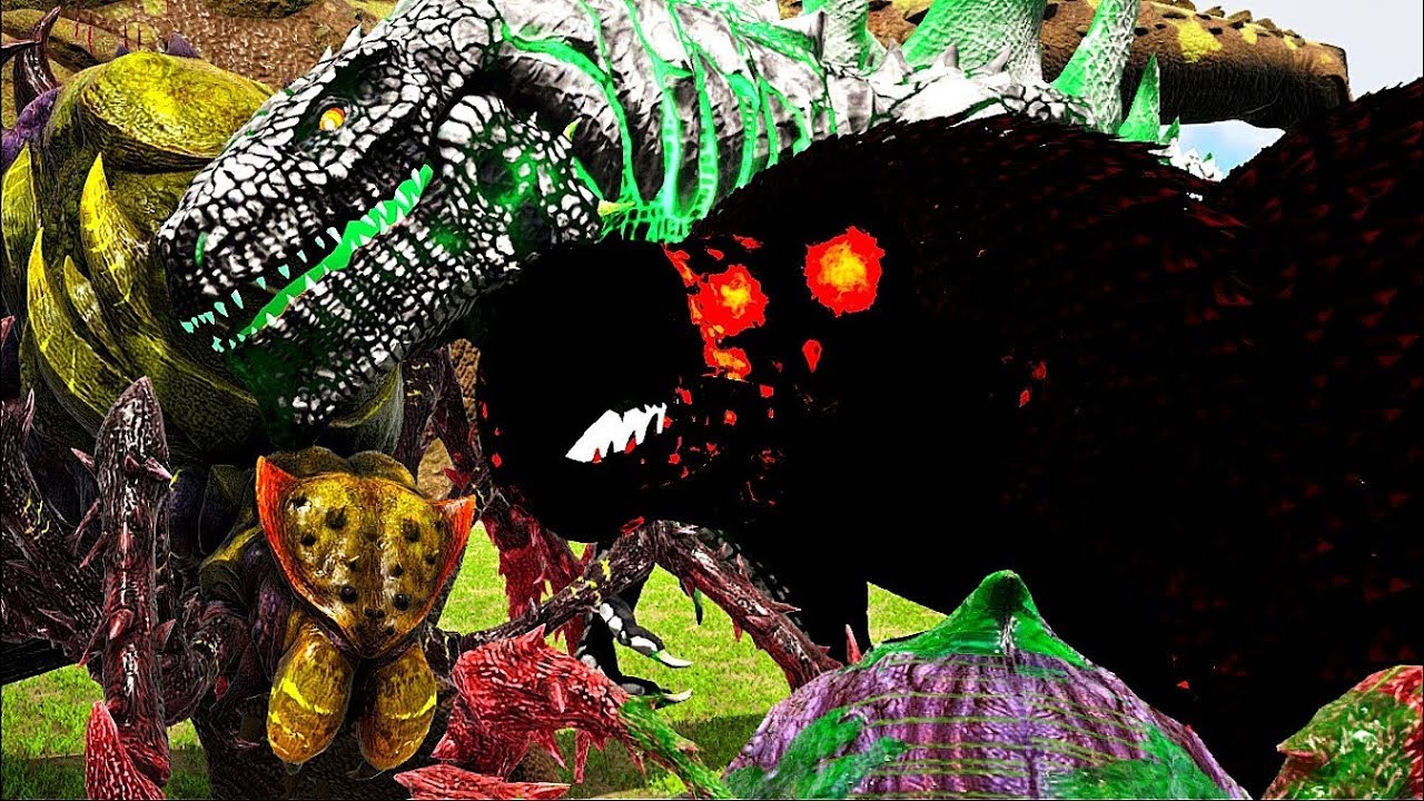 Raphus Vs GodZilla + BroodMother ALPHA + Tiranosaur + Dinossauros! Ark ...