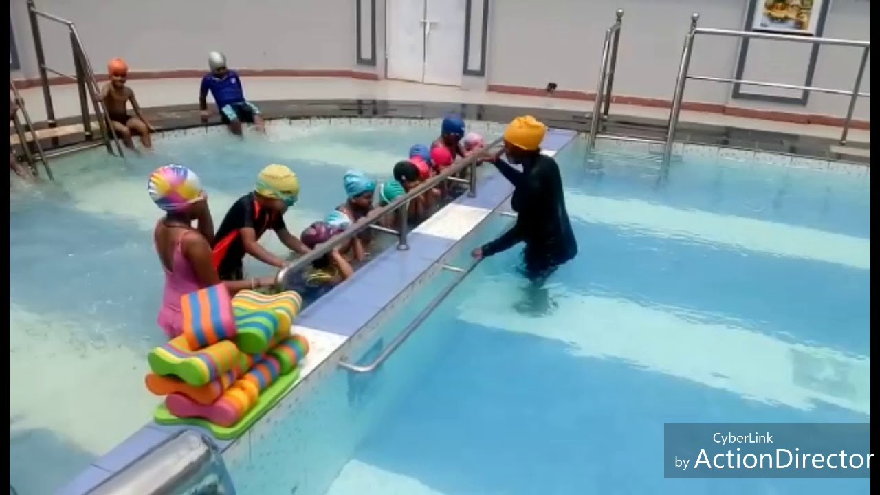 Play with water/ Swimming class at school/ Little swimmer/ Splash ...