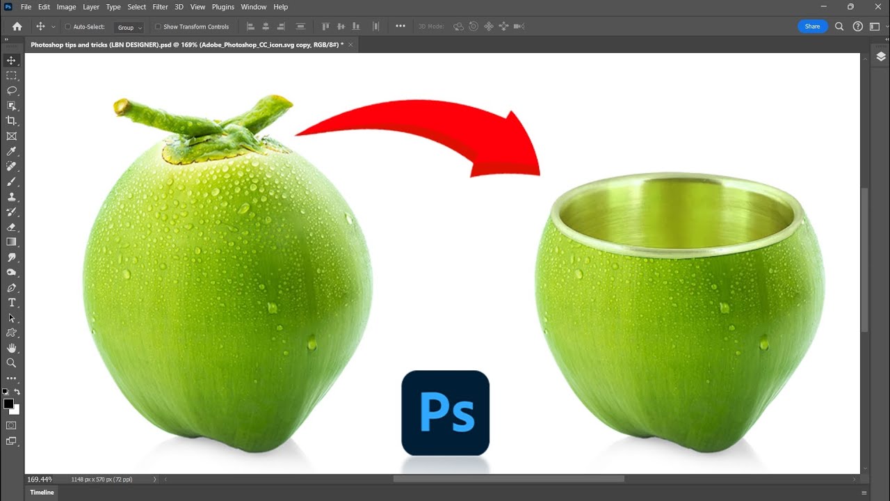 How to manipulate tumbler and coconut in Photoshop - YouTube