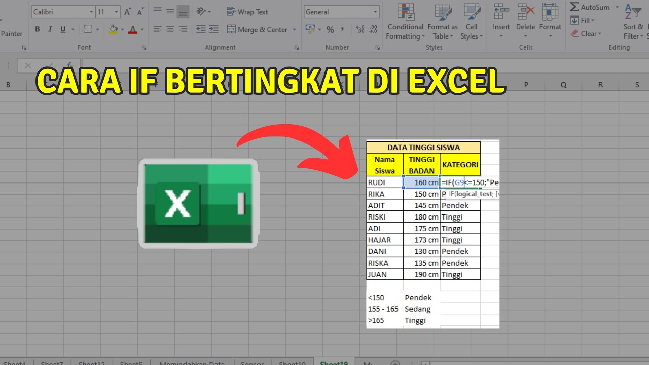 CARA IF BERTINGKAT DI MICROSOFT EXCEL - YouTube