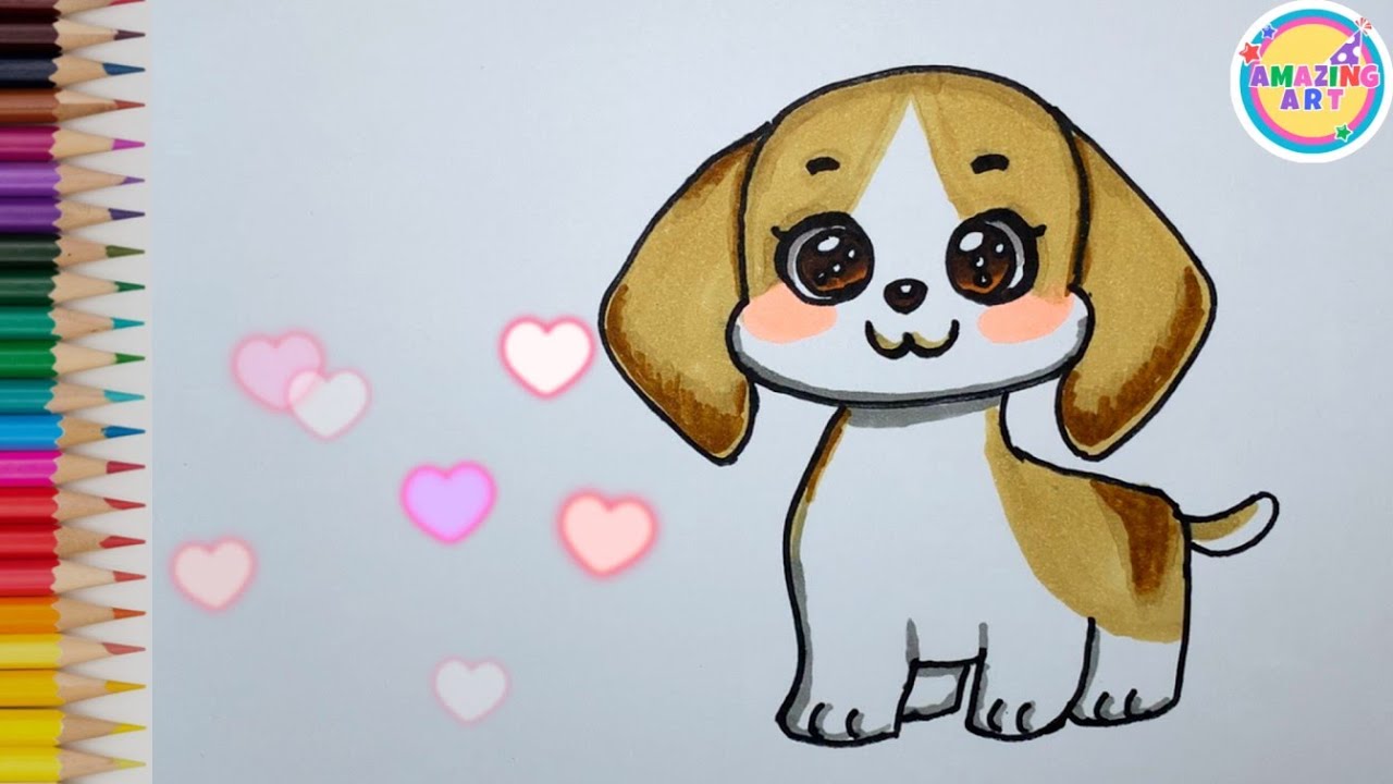 How To Draw A Dog Easy Step By Step For Kids, (Puppy Drawing) Dog ...