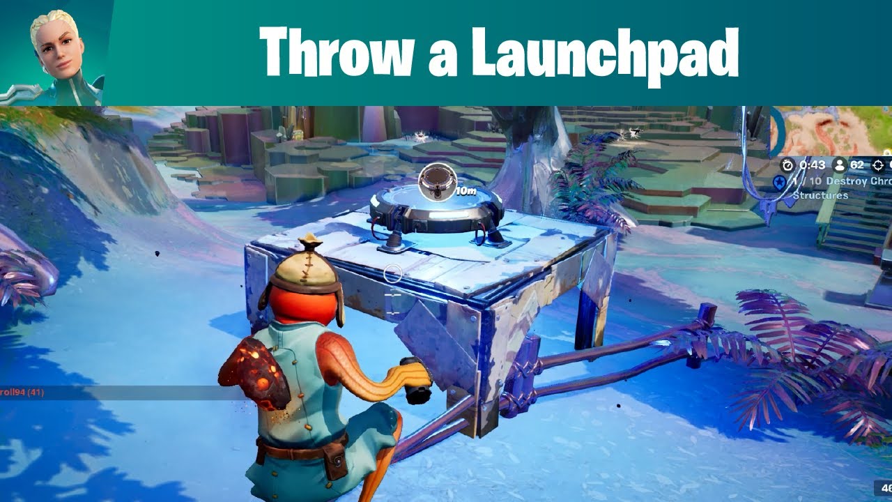 Fortnite วิธีทำ Throw a Launchpad at Flutter Barn or Shimmering Shrine ...