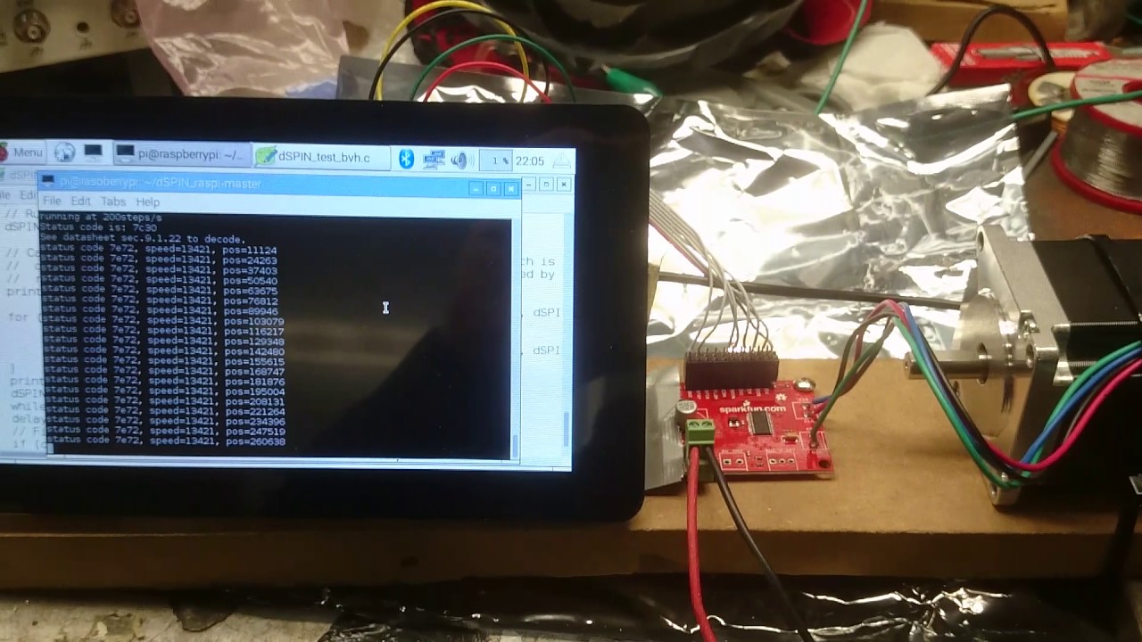 dSPIN/L6470 stepper drive on Raspberry Pi 3 - YouTube