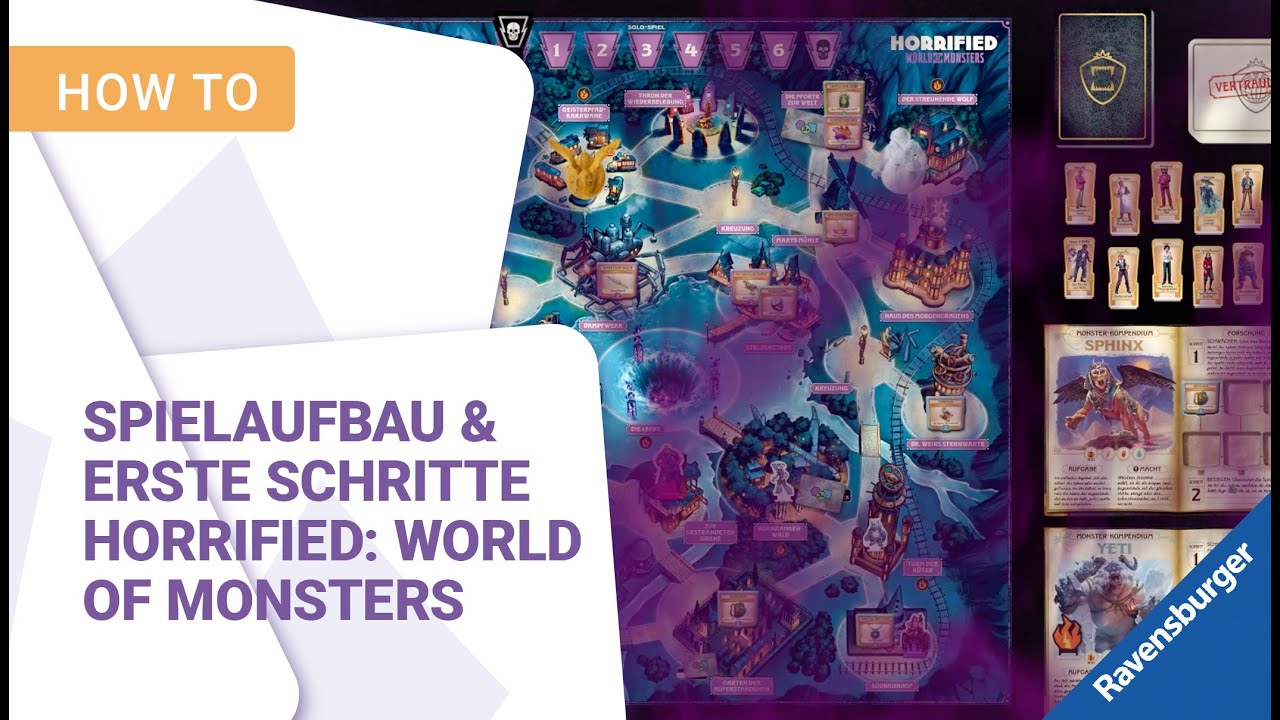 So baut ihr Horrified: World of Monsters auf – kooperatives Brettspiel ...