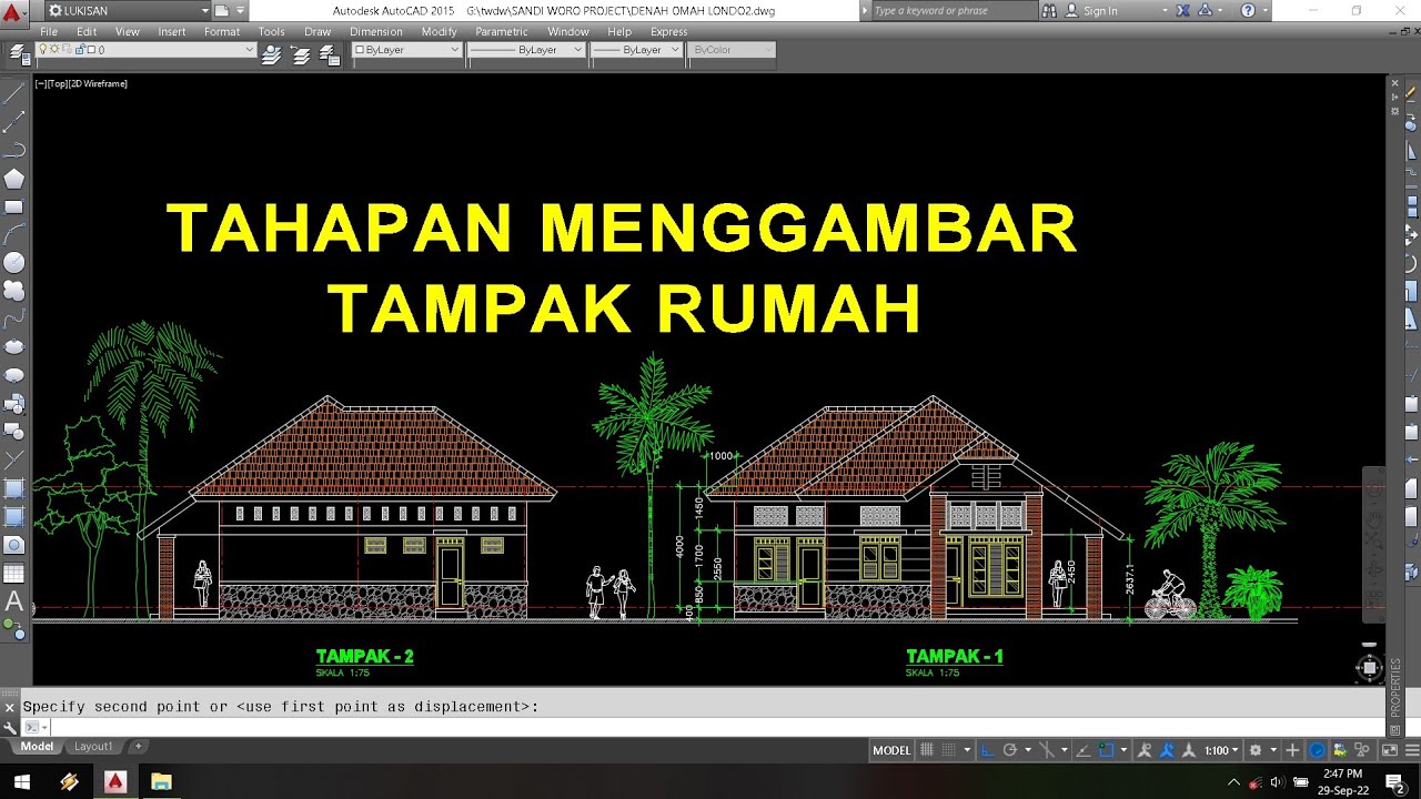 Tampak rumah di Autocad - YouTube