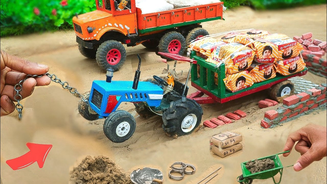 diy mini tractor heavy truck stuck in mud with Parle G | house ...