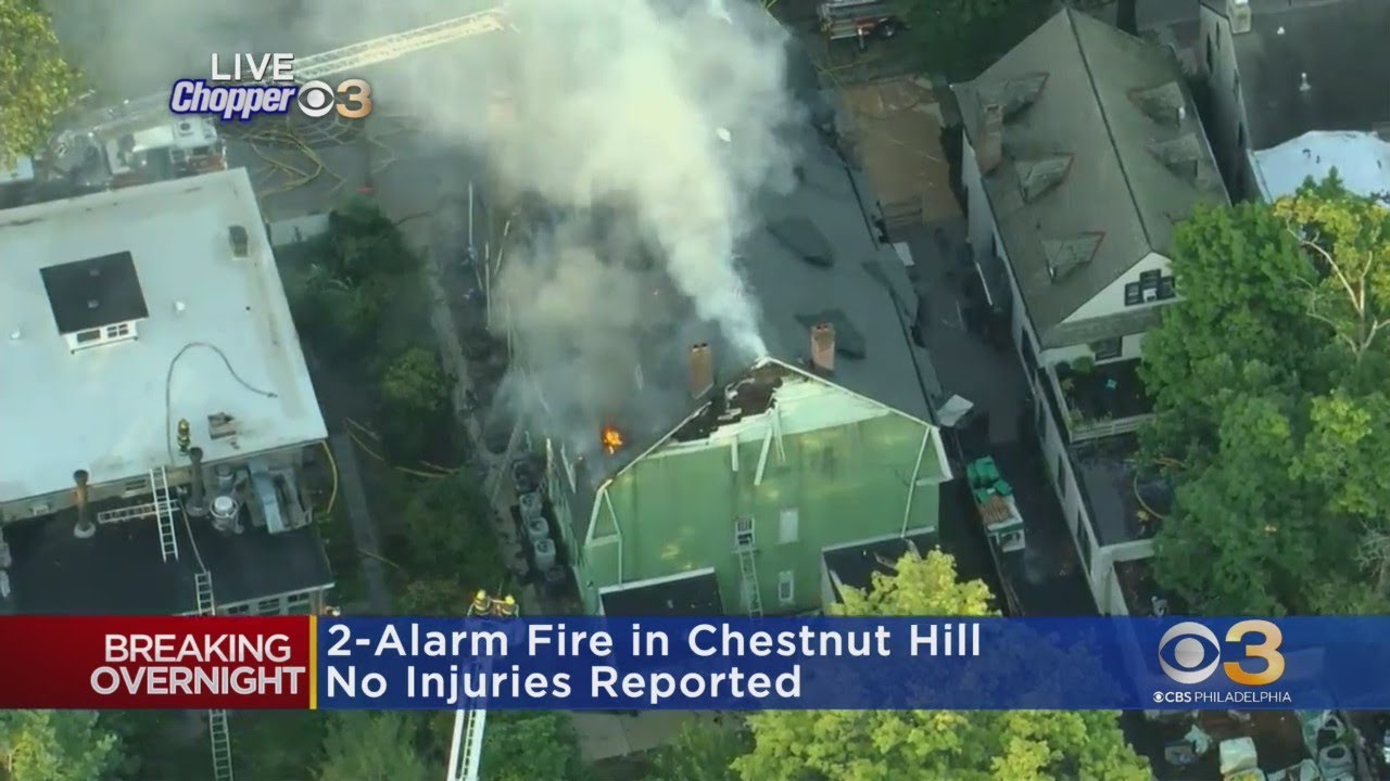 Firefighters place 2-alarm fire in Chestnut Hill under control - YouTube