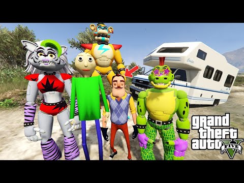 FİVE NİGHT FREDDY'S ROXY VE MONTY HELLO NEİGHBOR GİZLİ EVİNİ BULDU - GTA 5