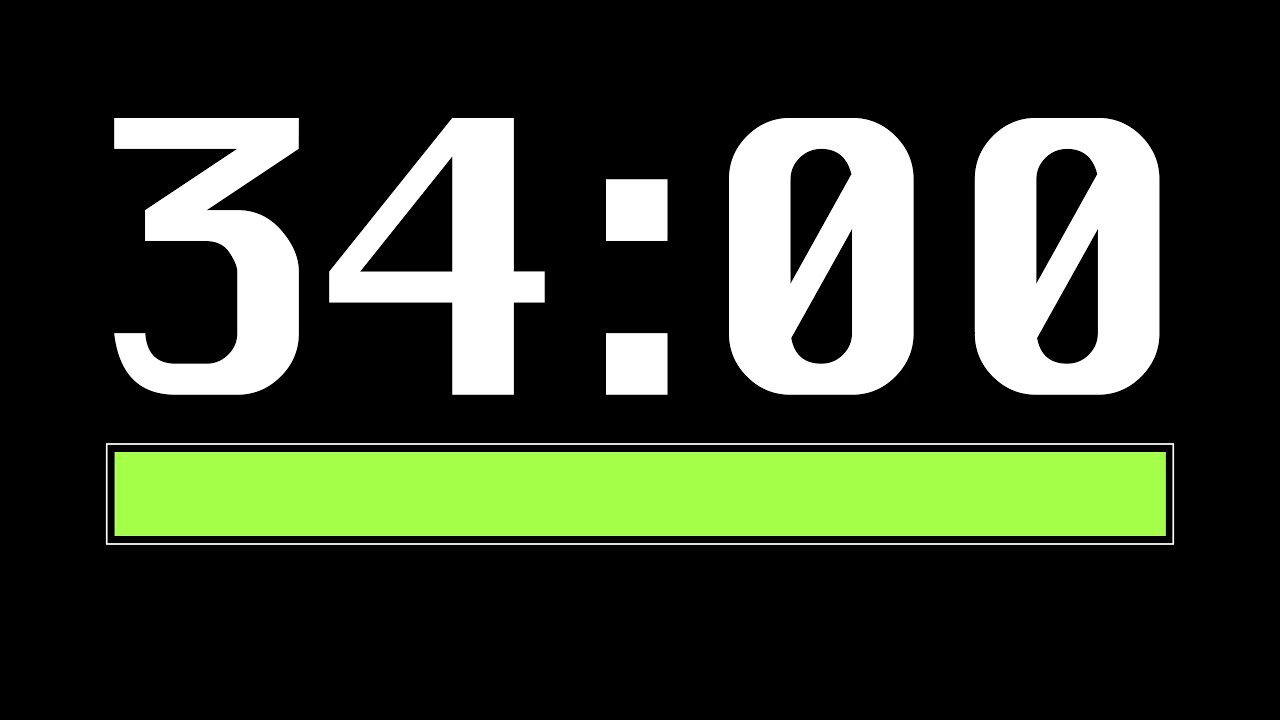 34 Minute Timer [ Progress Bar ] - 4K 60 FPS - YouTube