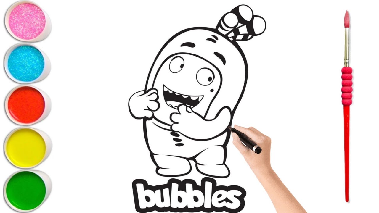 How to draw Oddbods Bubbles for Kids | Easy Oddbods Drawing, Satisfying ...