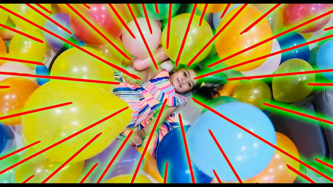 Surprising Amaya and Ryan with room full of balloons - learning colours ...