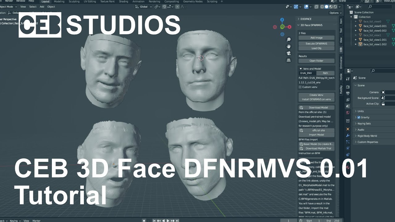CEB 3d face DFNRMVS 0.01 Tutorial - YouTube