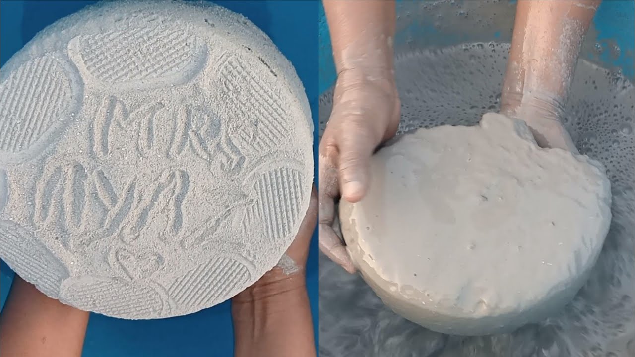 ASMR very soft sand and pure cement white chock full paste play dipping ...