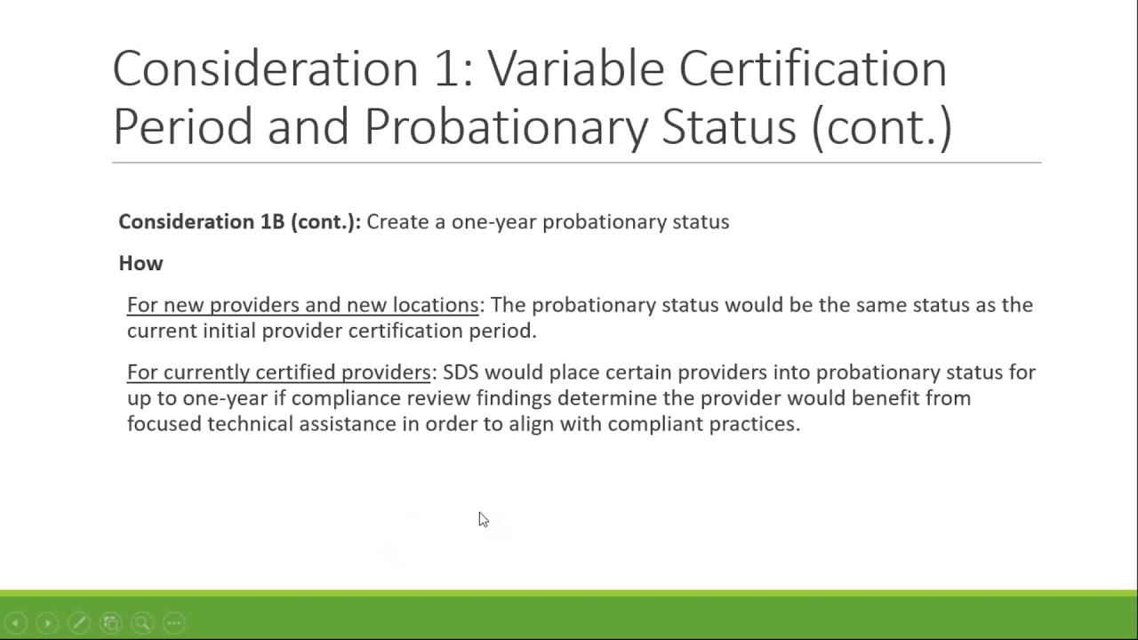 SDS Information Sharing Provider Certification Proposed Process Changes ...