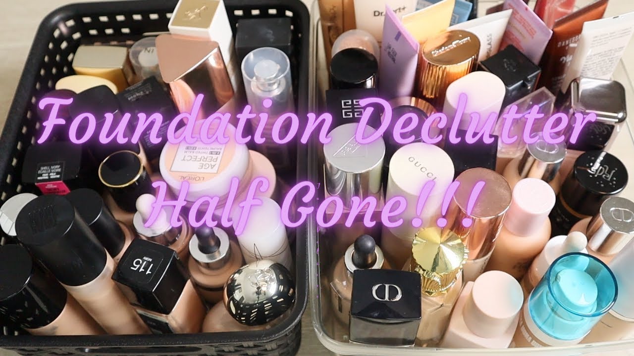 Makeup Declutter: Foundations – Cutting My Collection in Half!! - YouTube