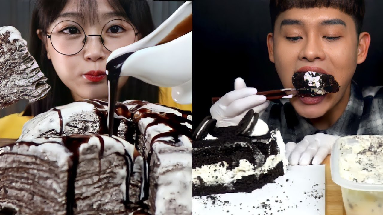 ASMR Chocolate Filled Oreo Cake Mukbang🤎(Best Compilation) - YouTube