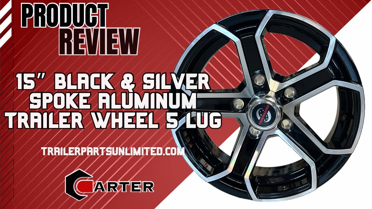 15” Black and silver spoke aluminum trailer wheel 5 lug - Trailer Parts ...