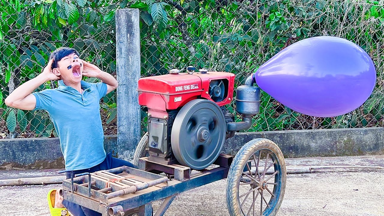 Monster Balloon VS Diesel Engine - YouTube
