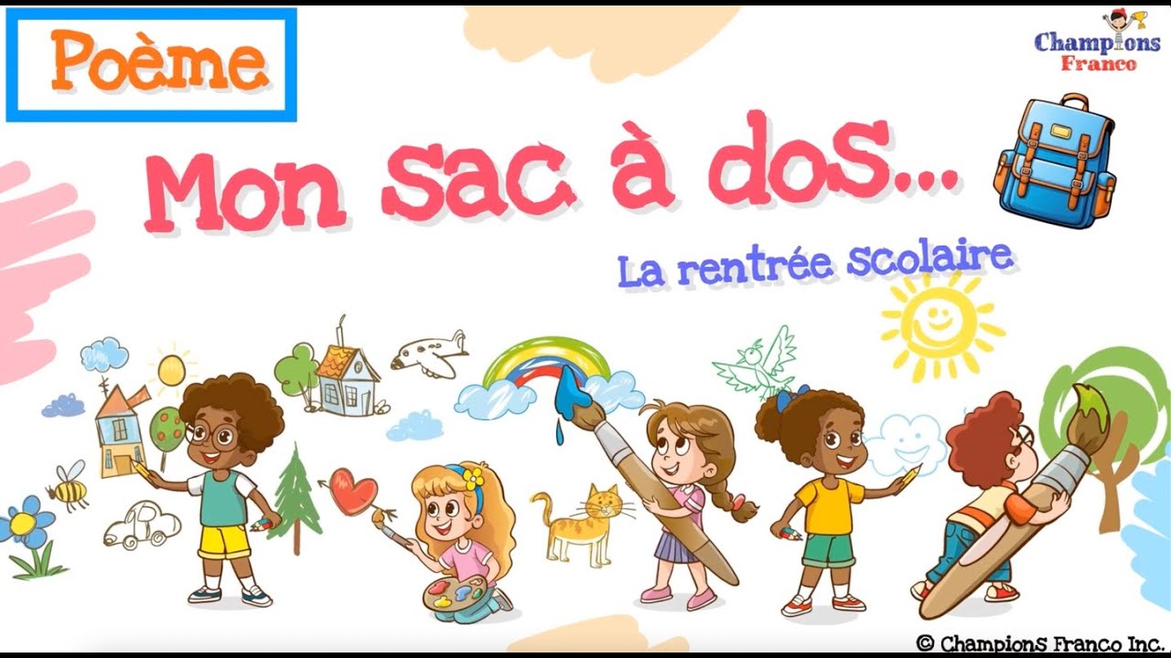 Mon sac à dos 🎒 ~ II Poème pour la rentrée scolaire ~ II Back to School ...