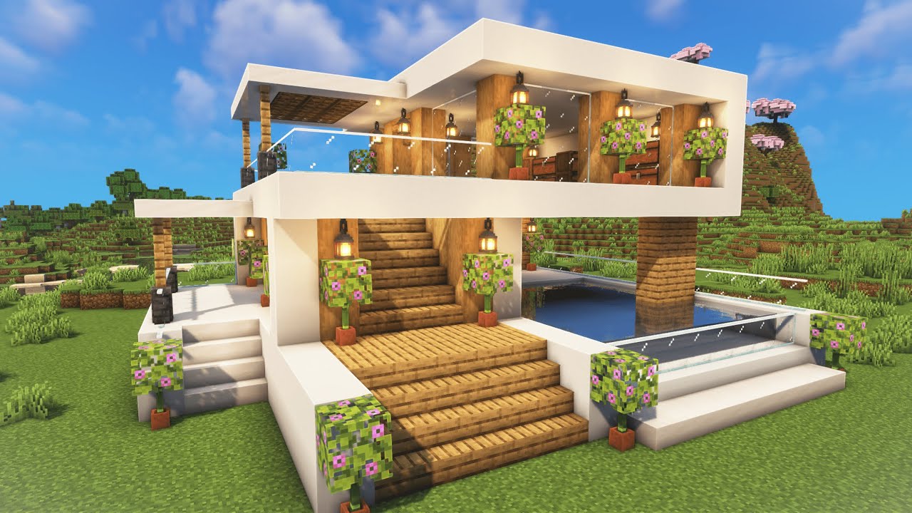 Minecraft Easy Modern House Tutorial🏡 - YouTube