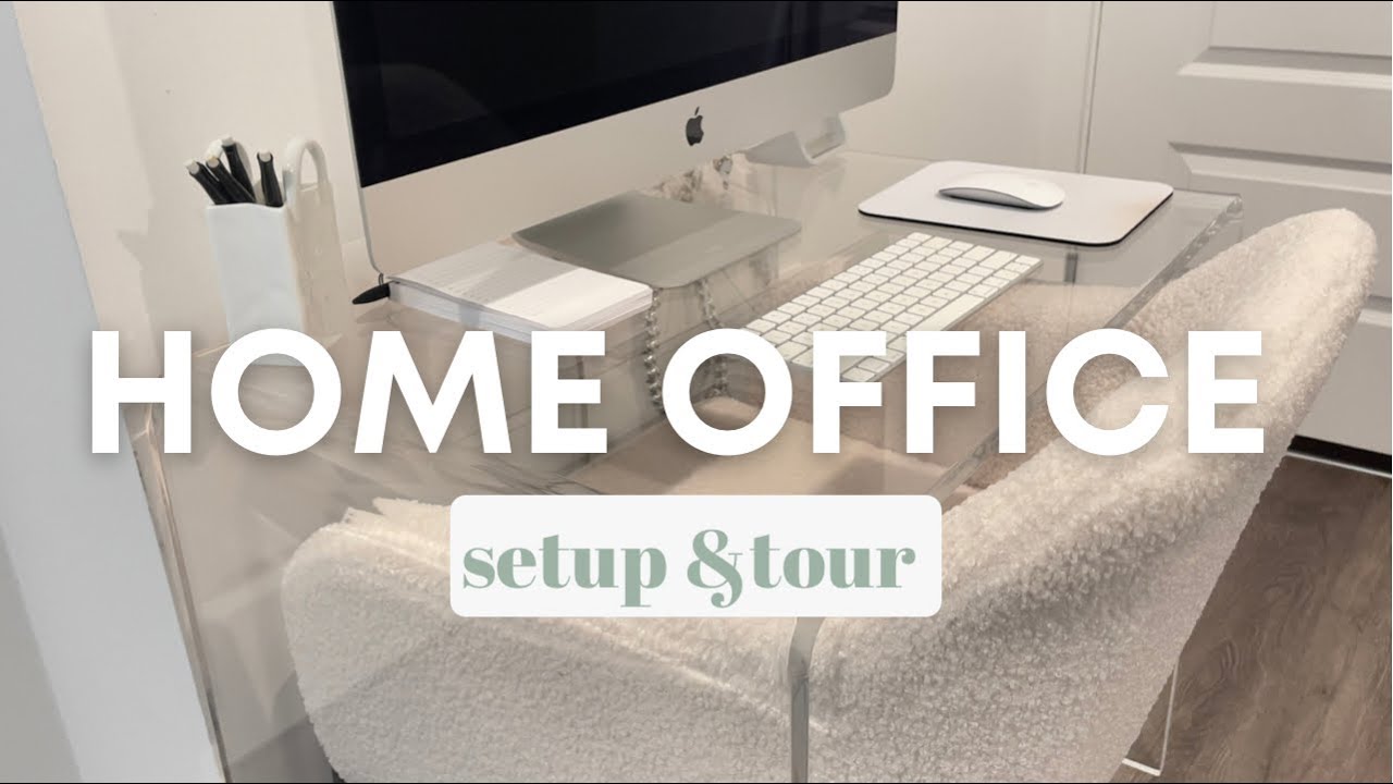 Aesthetic HOME OFFICE TOUR + DESK SETUP - YouTube