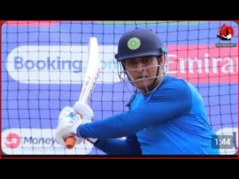MS Dhoni in an aggressive mood during net practice ICC CWC 2019 - YouTube