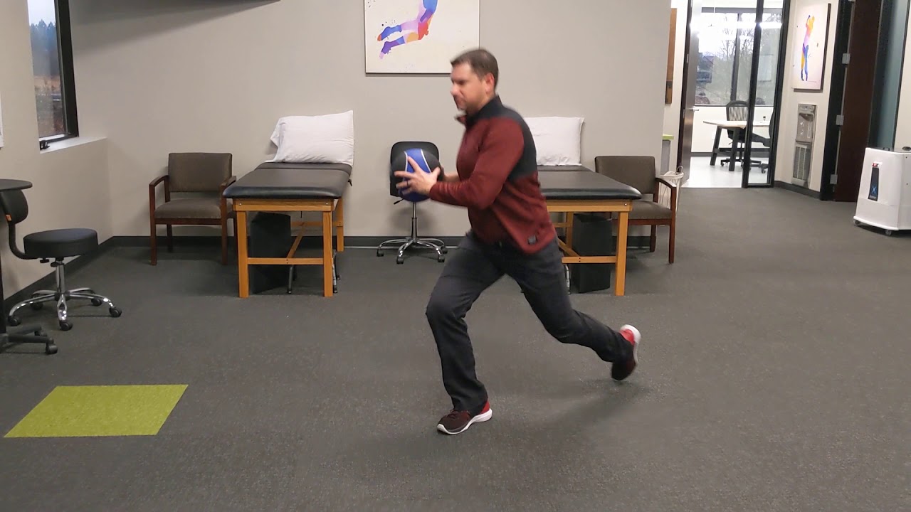 Walking lunge with rotation x 20 to 30 feet - YouTube