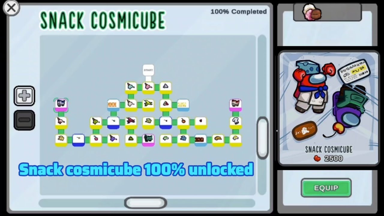 The Snack Cosmicube 100% unlocked in among us!! | SNACK COSMICUBE # ...