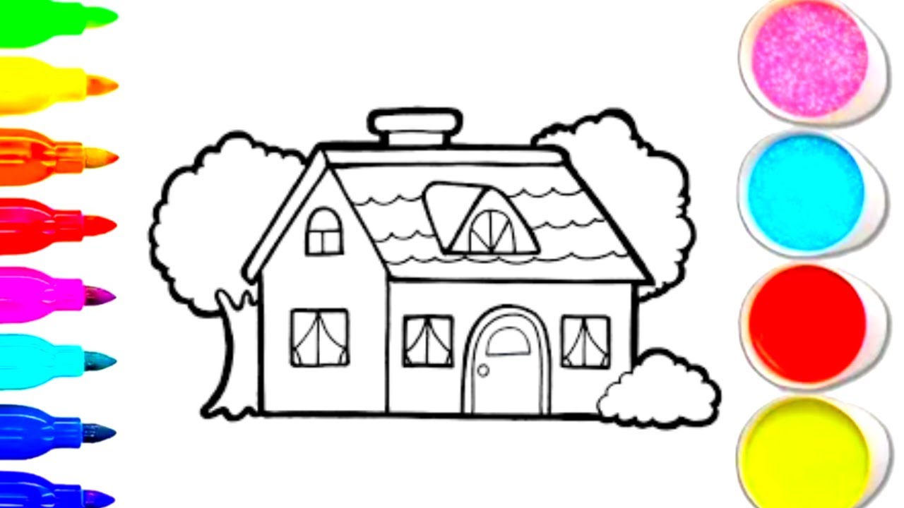 HOW TO DRAW A HOUSE, DRAW CUTE THINGS FOR KIDS - YouTube