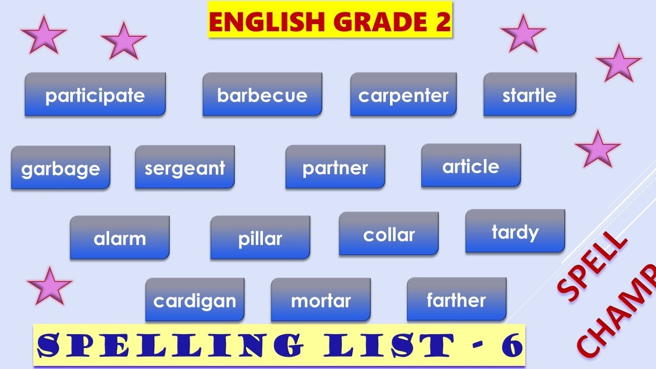 English Grade 2 Spelling List 6 - YouTube