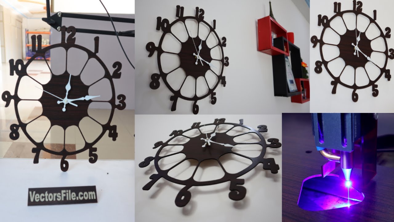 Laser Cut MDF Round Wall Clock Design | 3D Wooden Wall Clock ...